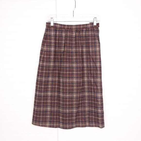 Young Pendleton | Skirts | Vtg 97 Young Pendleton 100 Wool Brown Tartan ...